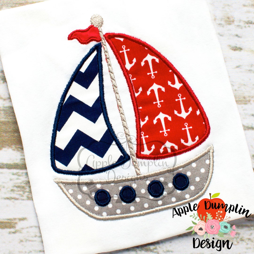 Sailboat, Applique Design, Machine Embroidery Design, Sail Boat ...
