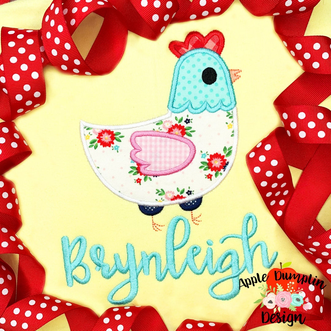 Chicken, Satin Applique, Animal Applique, Hen, Summer, Spring, Farm ...