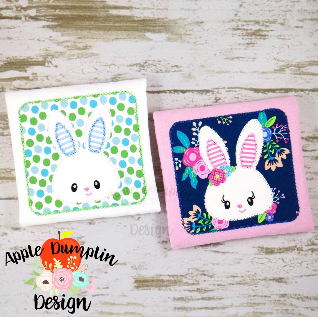 BUNDLE, Bunny in Frame, Zigzag Stitch, Applique Design, Machine ...