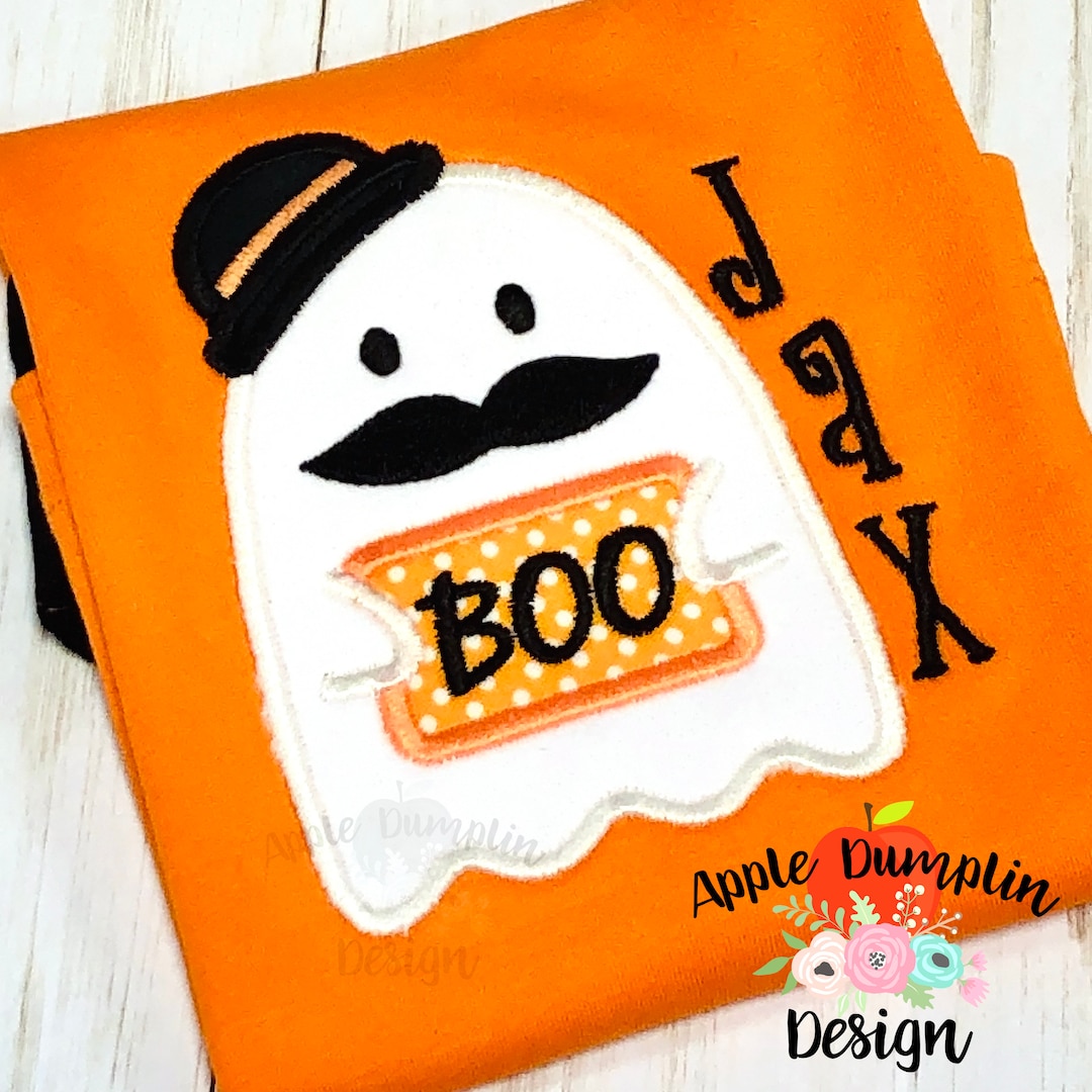 Ghost With Mustache, Applique Design, Embroidery Design, Halloween ...