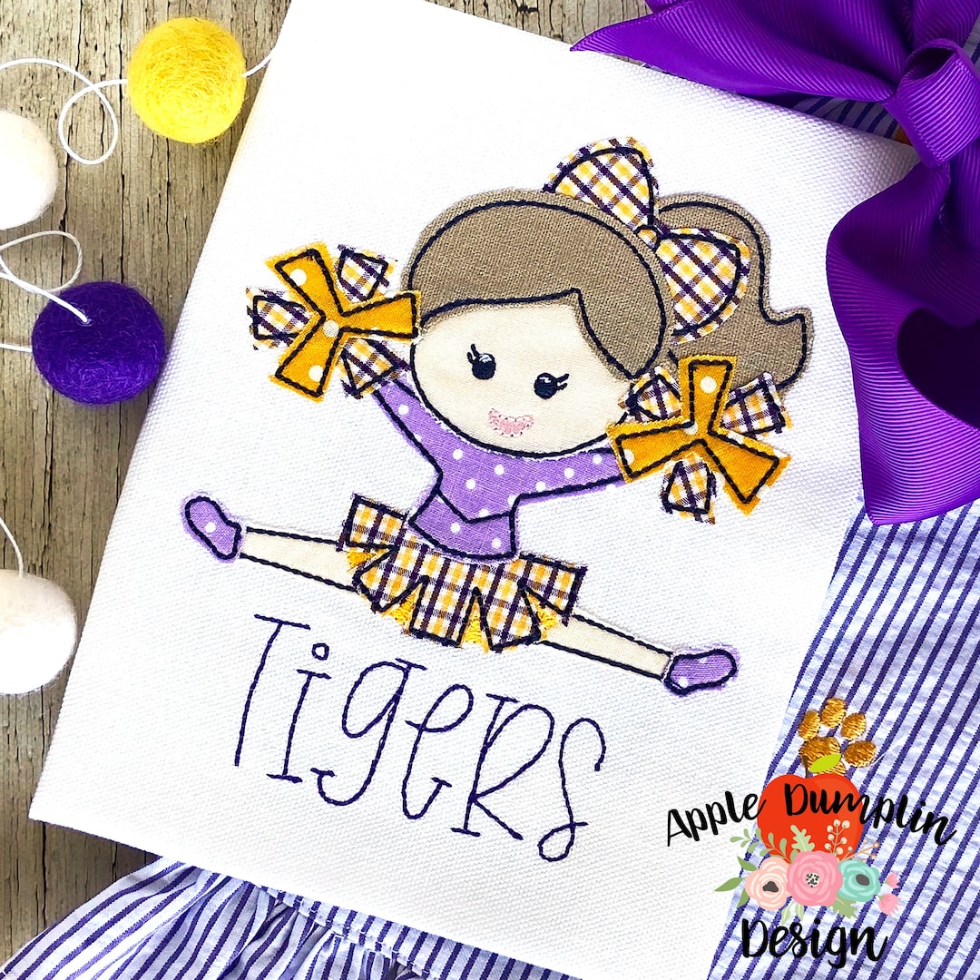 Cheerleader, Bean Stitch, Appliqué Design, Machine Embroidery Design ...