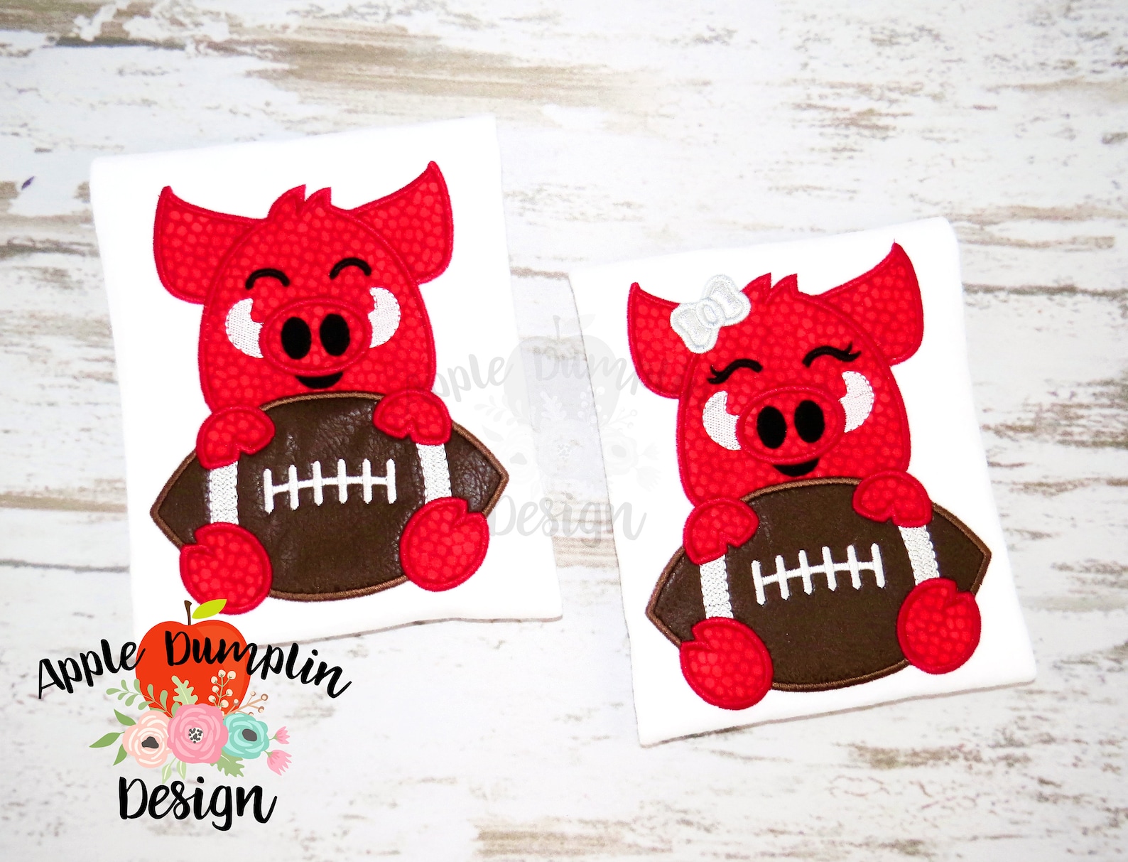 2 DESIGNS Razorback Girl and Boy Football Mascot Applique - Etsy