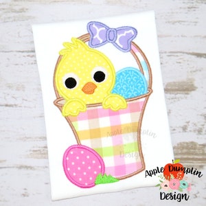 Chick in Easter Basket Applique Design, Machine Embroidery Design ...