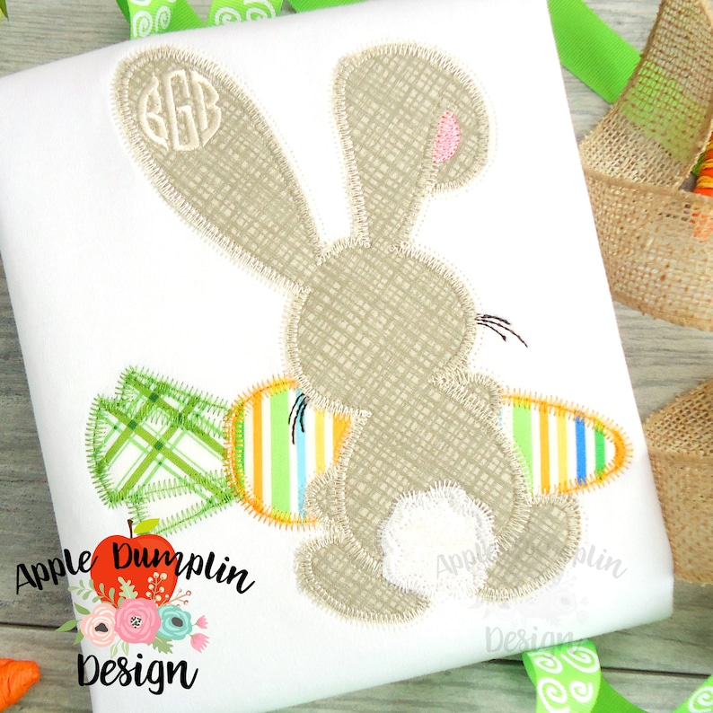 Bunny Backside, Zigzag Stitch, Applique Design, Machine Embroidery, Instant Download, Easter ...