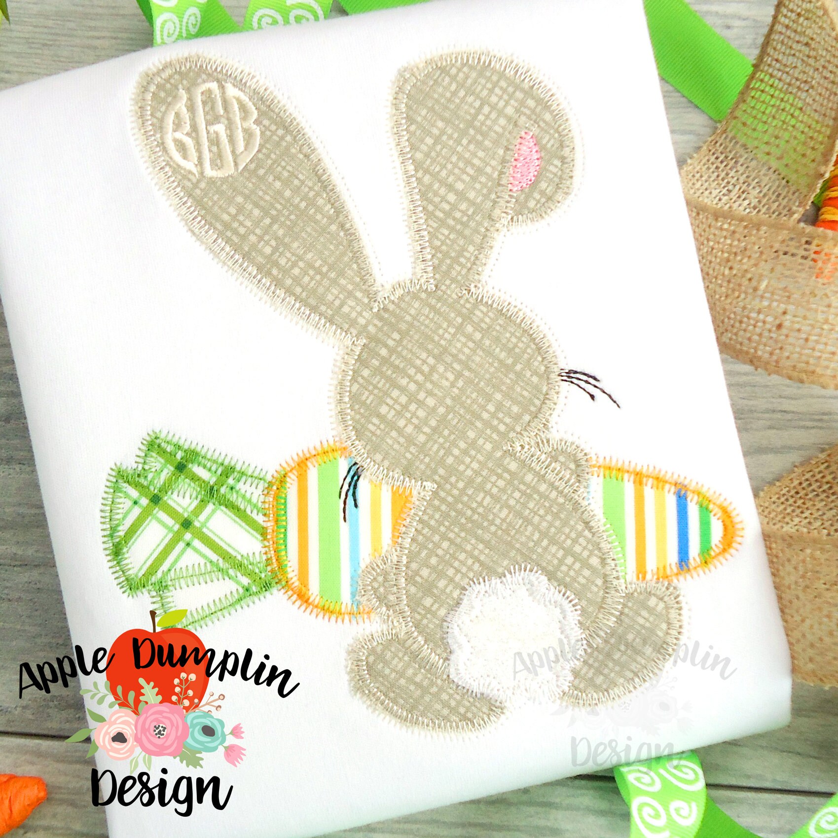 Bunny Backside, Zigzag Stitch, Applique Design, Machine Embroidery ...