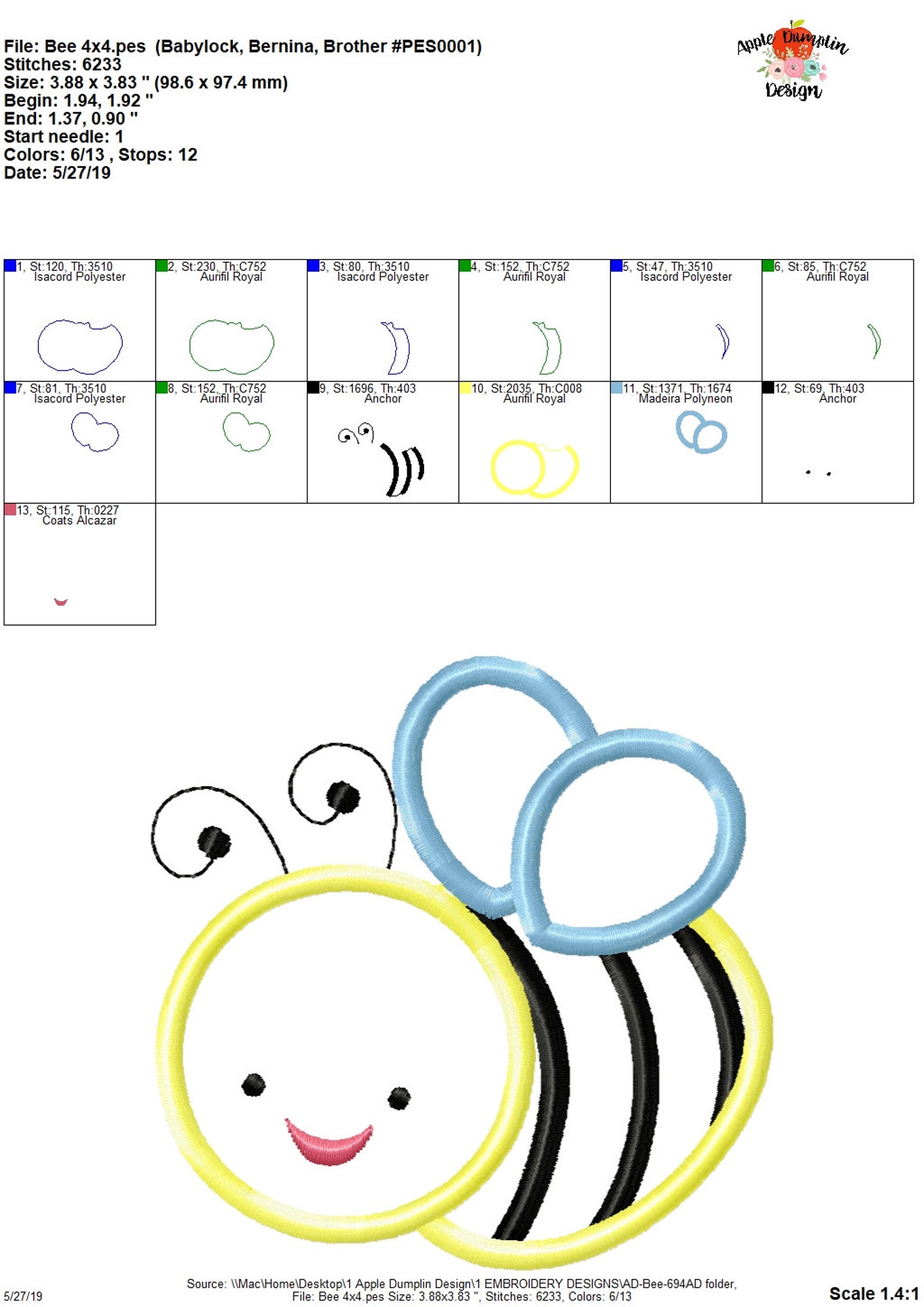 Bee, Applique Design, Instant Download, Insect Applique, Bug Applique ...