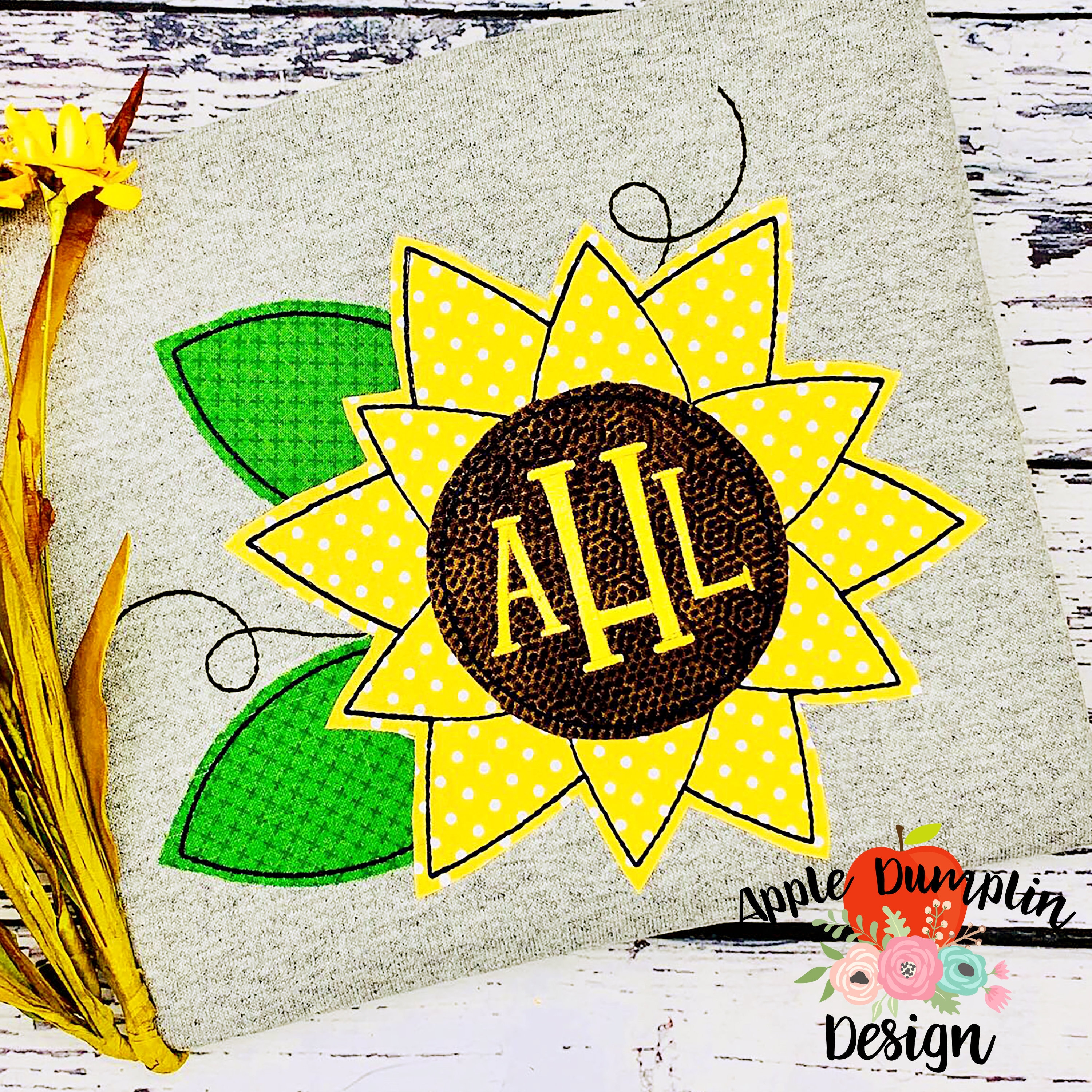 Sunflower, Bean Stitch, Applique, Machine Embroidery, Fall, Flower ...
