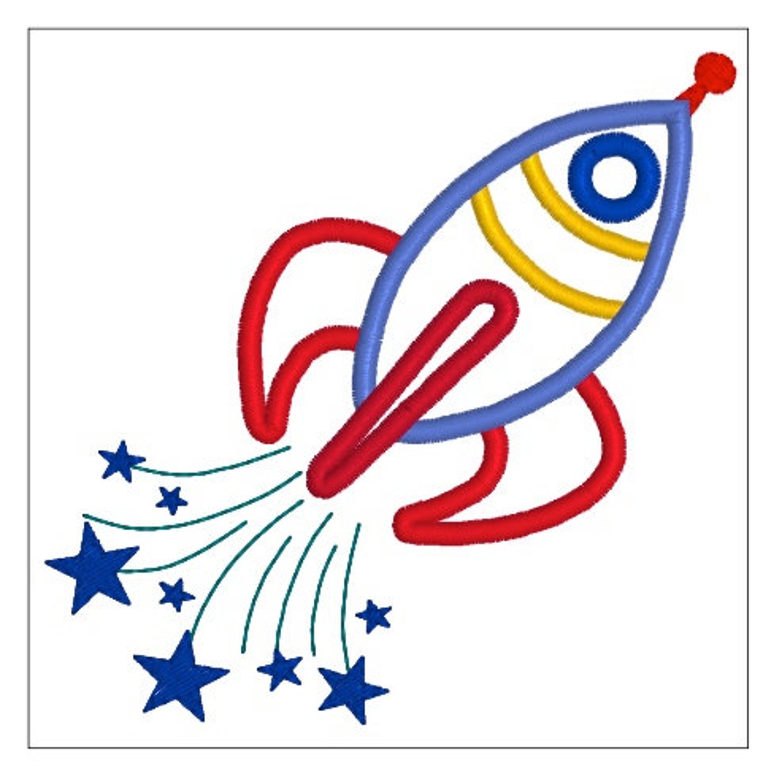 Rocket With Stars, Applique Design, Machine Embroidery, Boy Applique ...