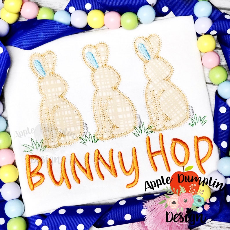 Bunny Trio, Zigzag, Applique Design, Machine Embroidery, Instant ...