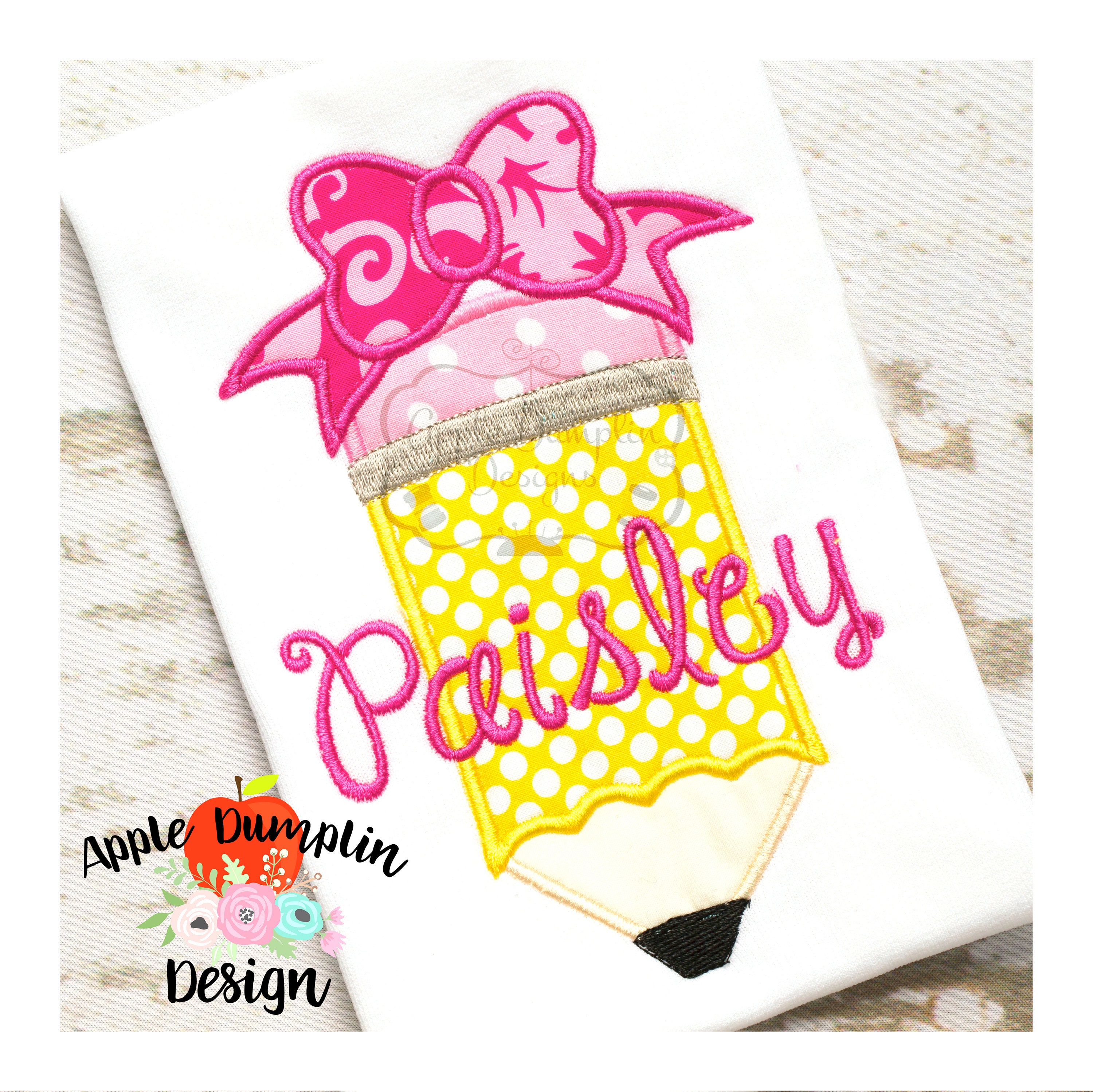 Craft Supplies & Tools Sewing & Fiber Back to School Pencil Monogram ...