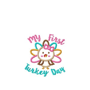 My First Turkey Day, Applique Design, Machine Embroidery Design, Turkey ...