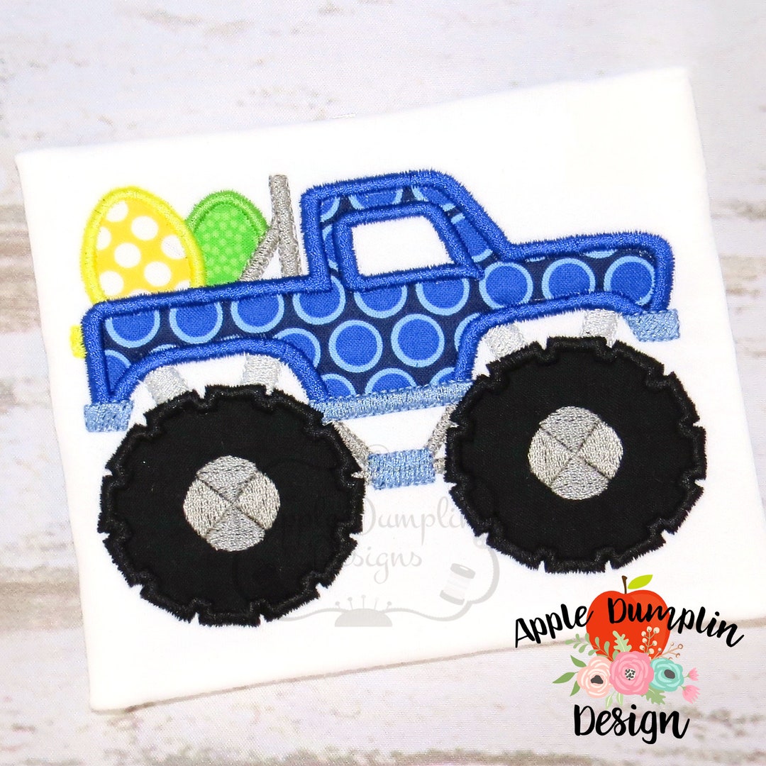 Easter Monster Truck Applique Design, Machine Embroidery Design, Boy ...