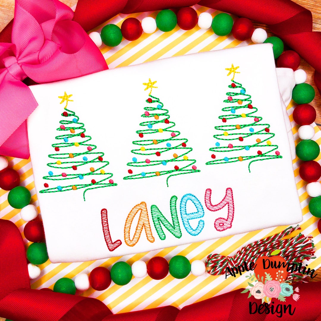 Christmas Tree Trio, Embroidery Design, Christmas Tree, Holiday ...