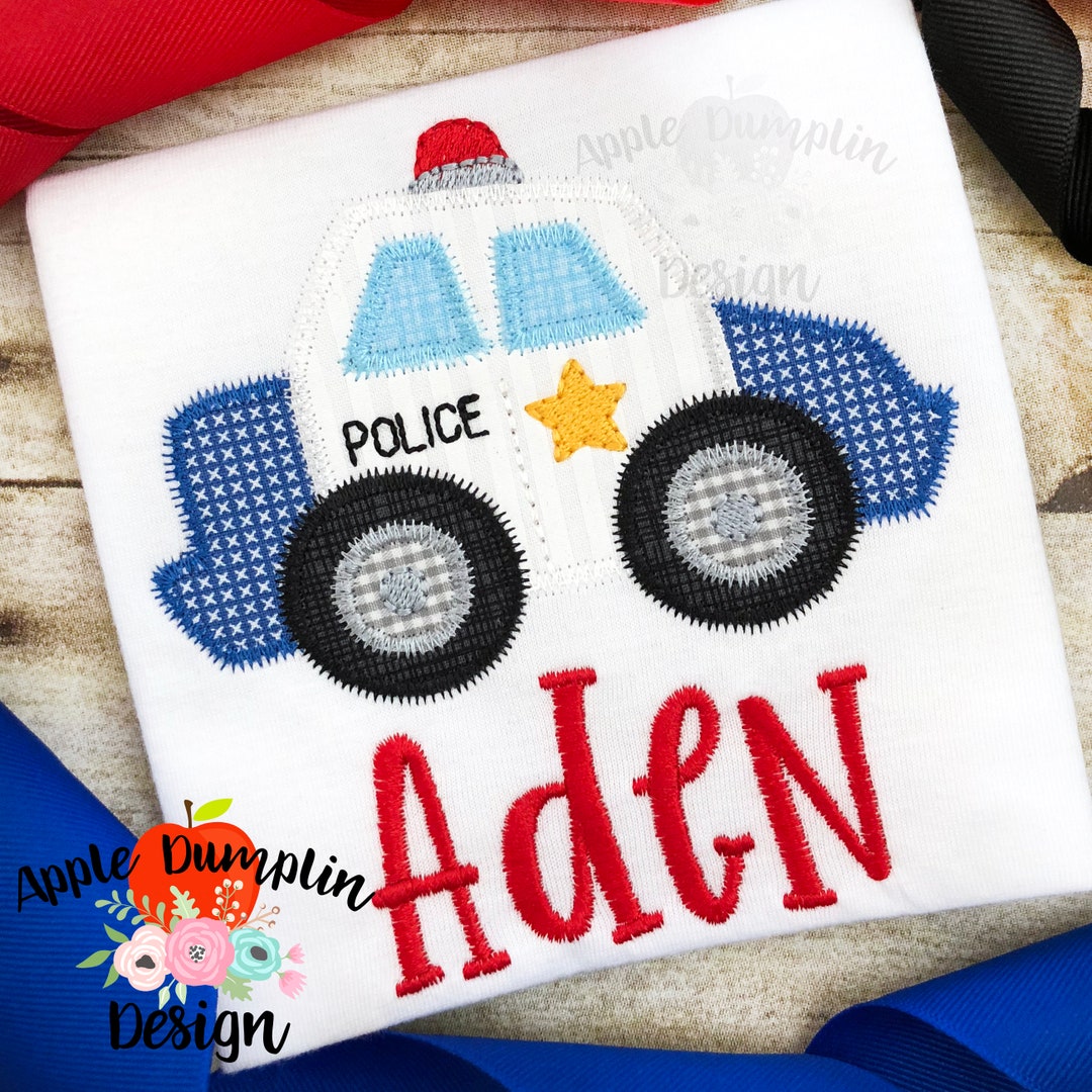 Police Car, Zigzag, Applique Design, Machine Embroidery, Instant ...