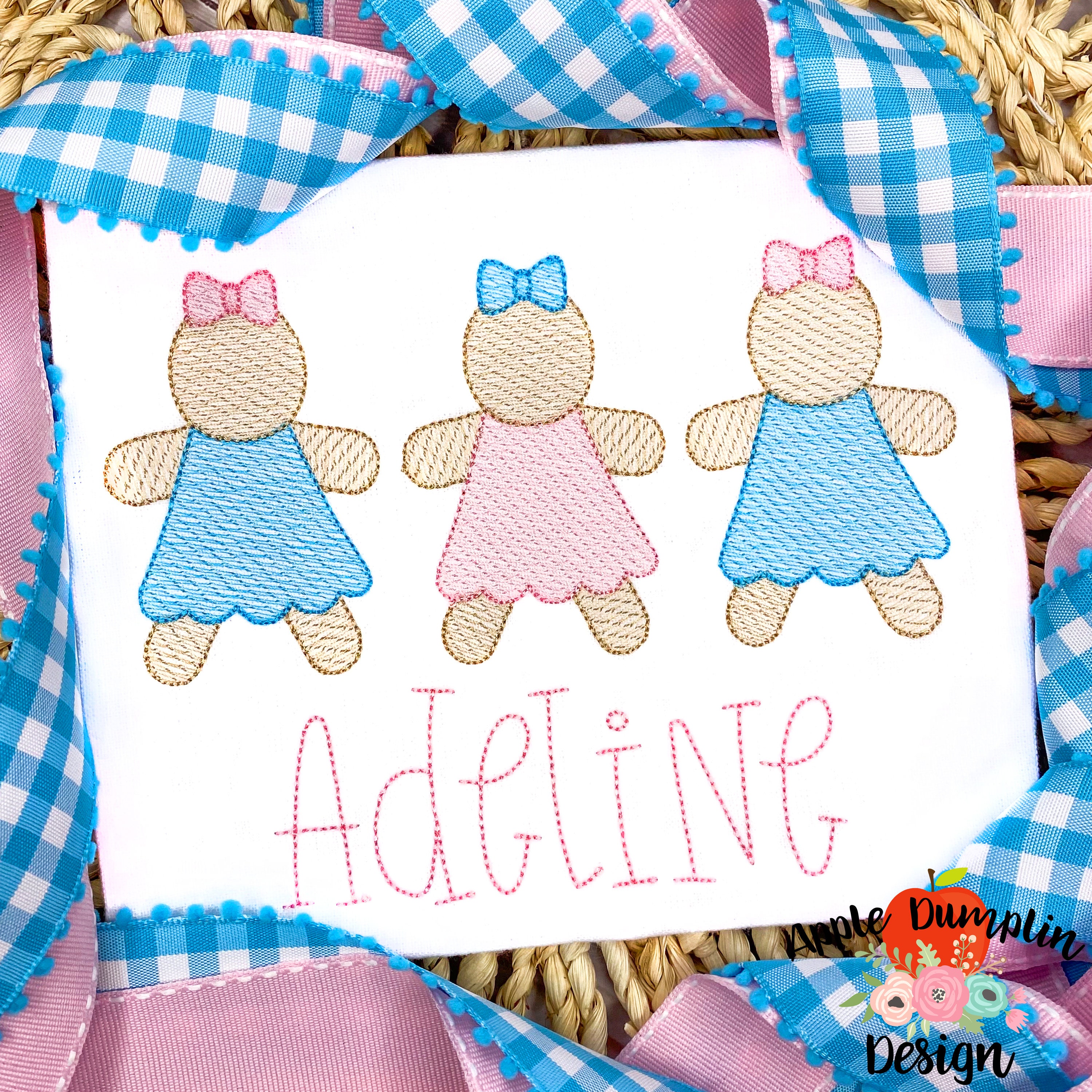 Gingerbread Girl Trio Sketch Embroidery Machine Embroidery - Etsy