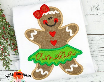 Christmas Tutu Gingerbread Girl Digital Embroidery Design Machine ...