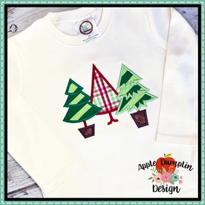 Christmas Tree Trio, Applique Design, Machine Embroidery, Instant ...