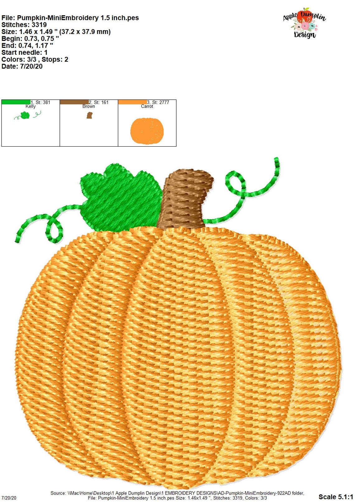 Pumpkin, Mini, Embroidery Design, Machine Embroidery, Instant Download ...