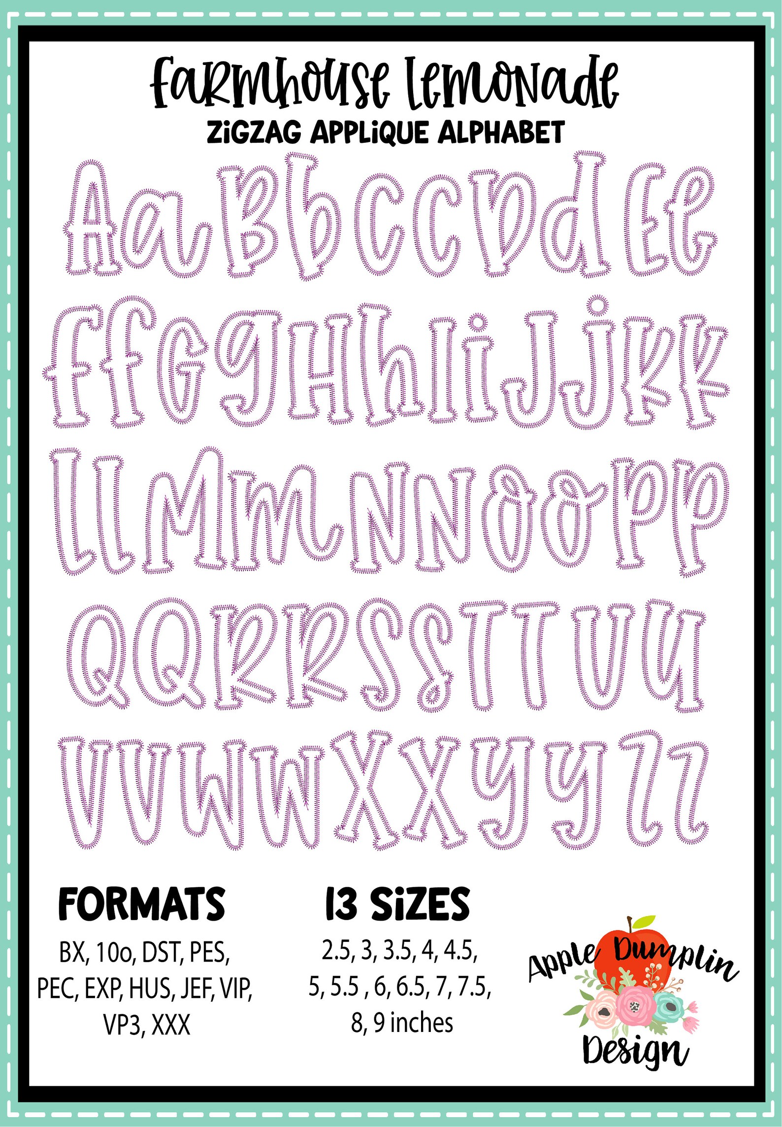 13 Sizes Farmhouse Lemonade Zigzag Applique Alphabet - Etsy