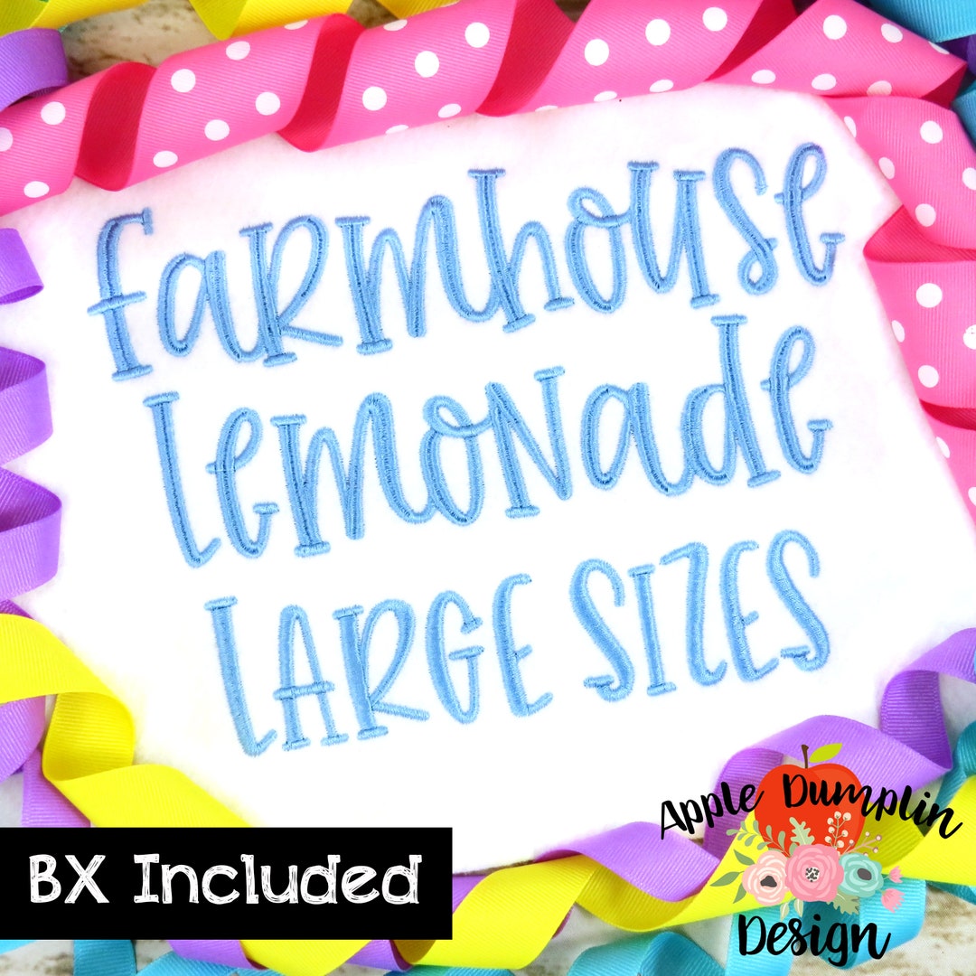 Farmhouse Lemonade, Large Sizes, Complete Alphabet, Embroidery Font, BX ...
