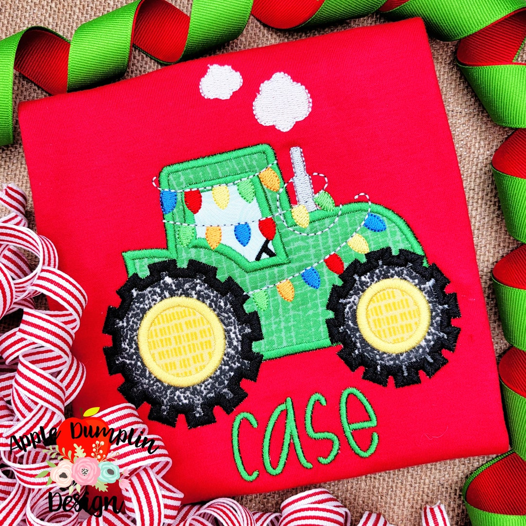 Christmas Tractor, Satin Applique, Applique Design, Christmas Tree ...