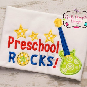 Back to School, Preschool Rocks! With Guitar, Appliqué Embroidery ...