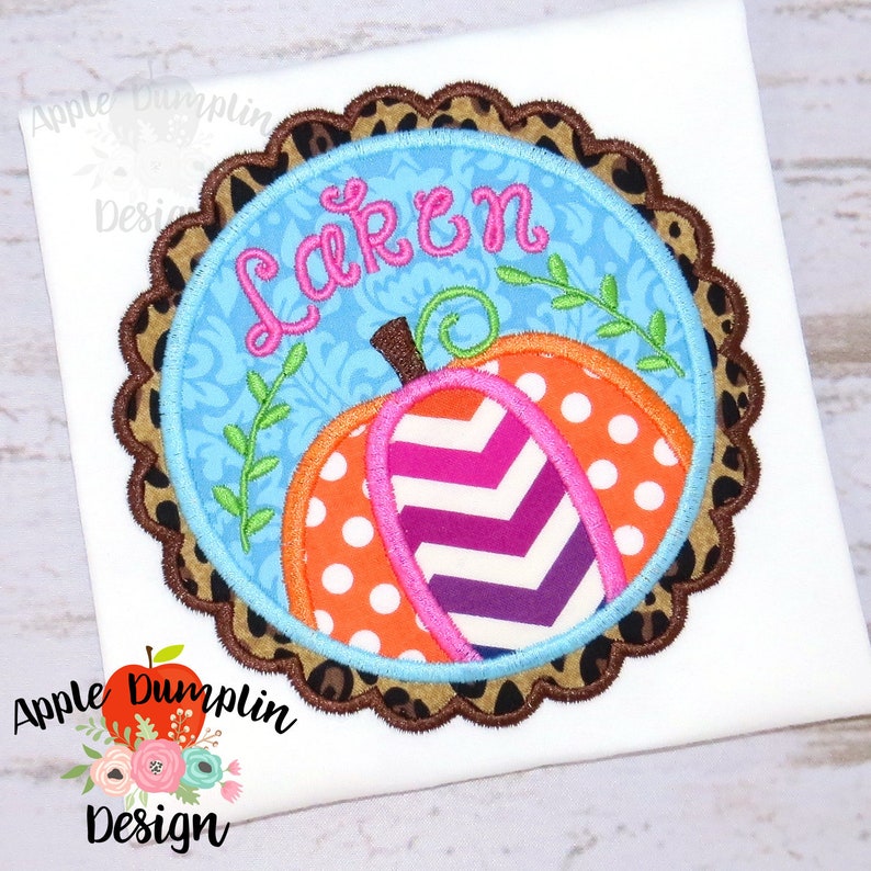 Scallop Circle Frame Pumpkin Applique Machine Embroidery - Etsy