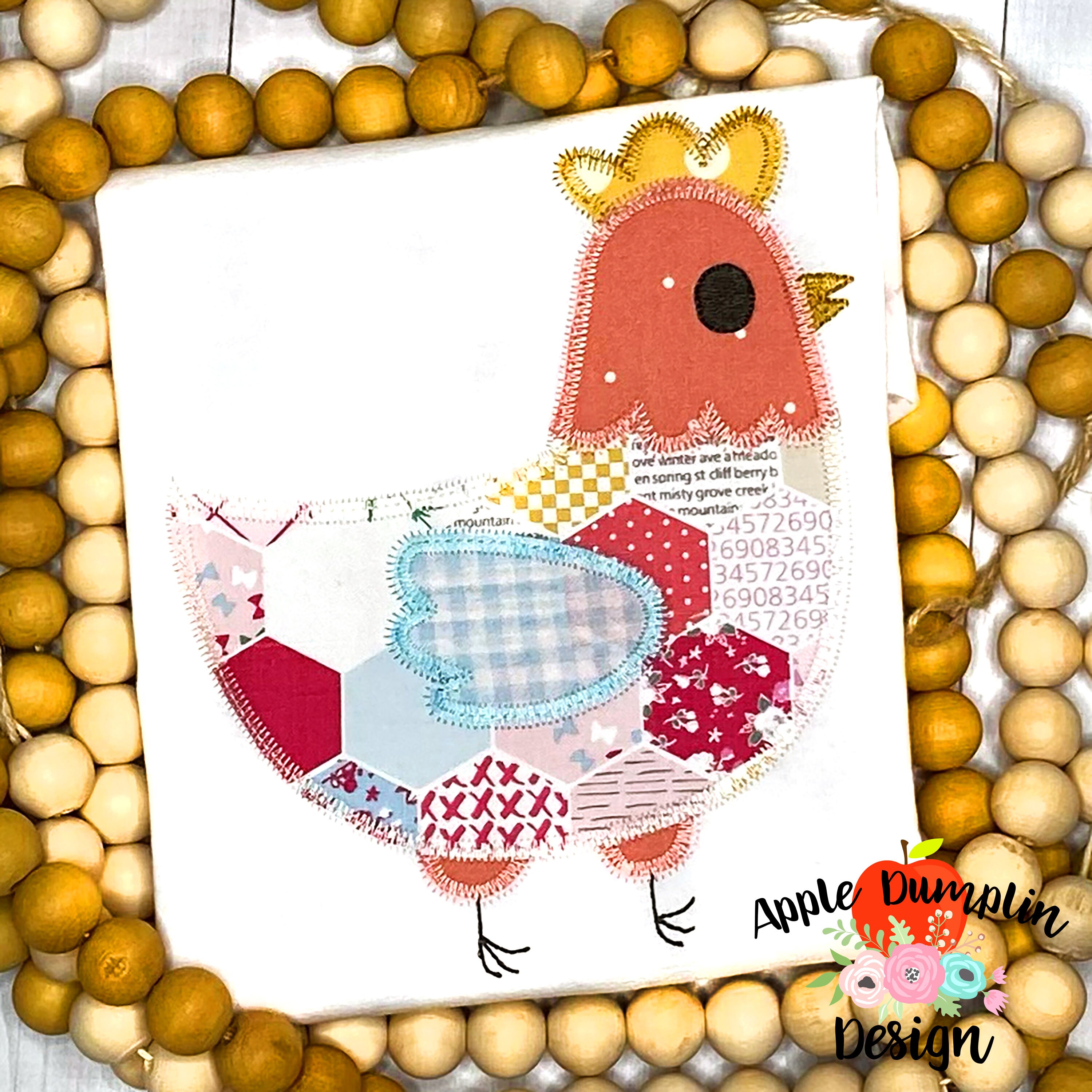Chicken, Zigzag Applique, Machine Embroidery, Instant Download, Animal ...