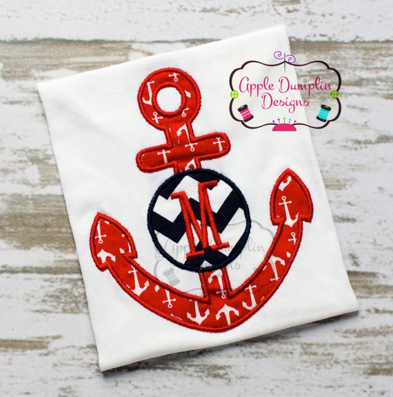 Monogram Anchor Embroidery Design