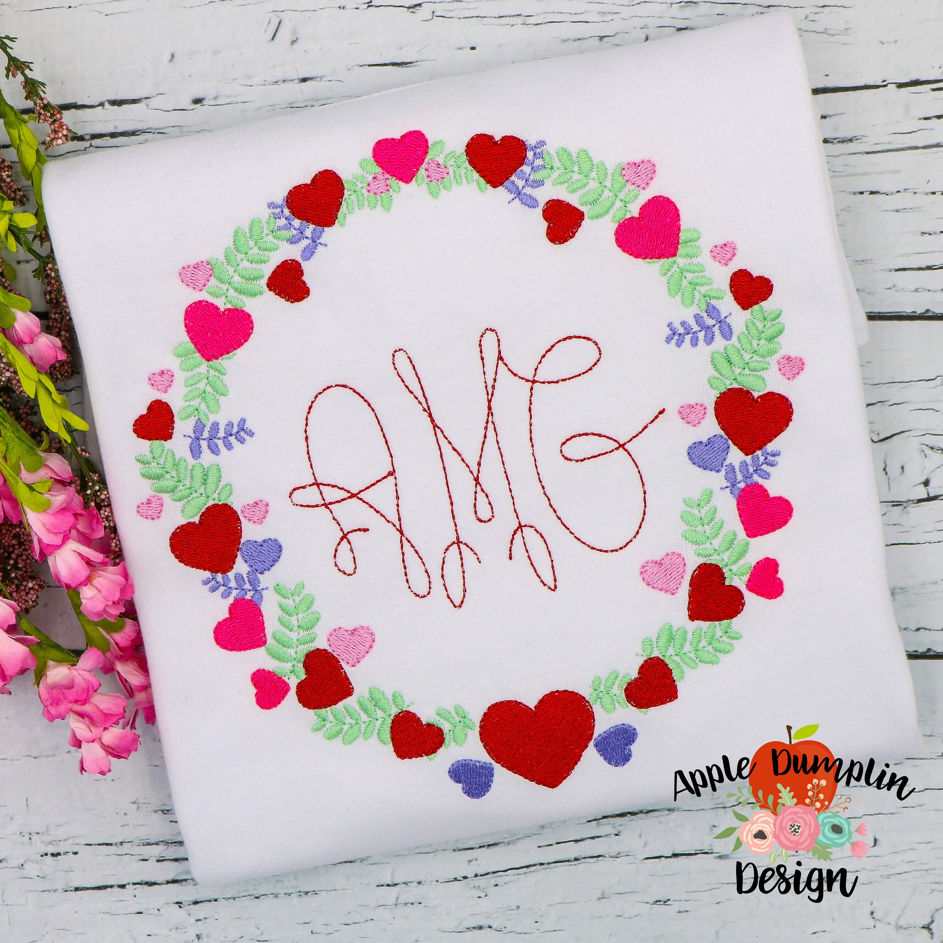Valentine Wreath, Machine Embroidery, Instant Download, 4x4, 5x5, 6x6 ...