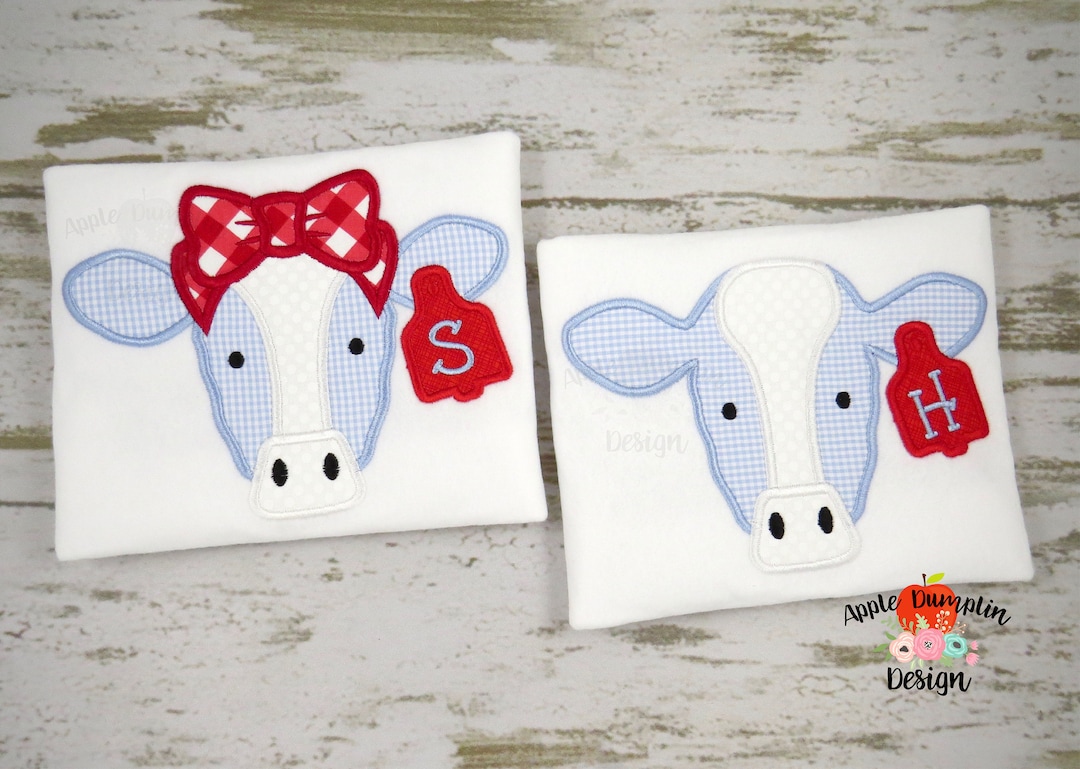 Cow Bundle, Boy Girl Set, Applique Design, Machine Embroidery Design ...