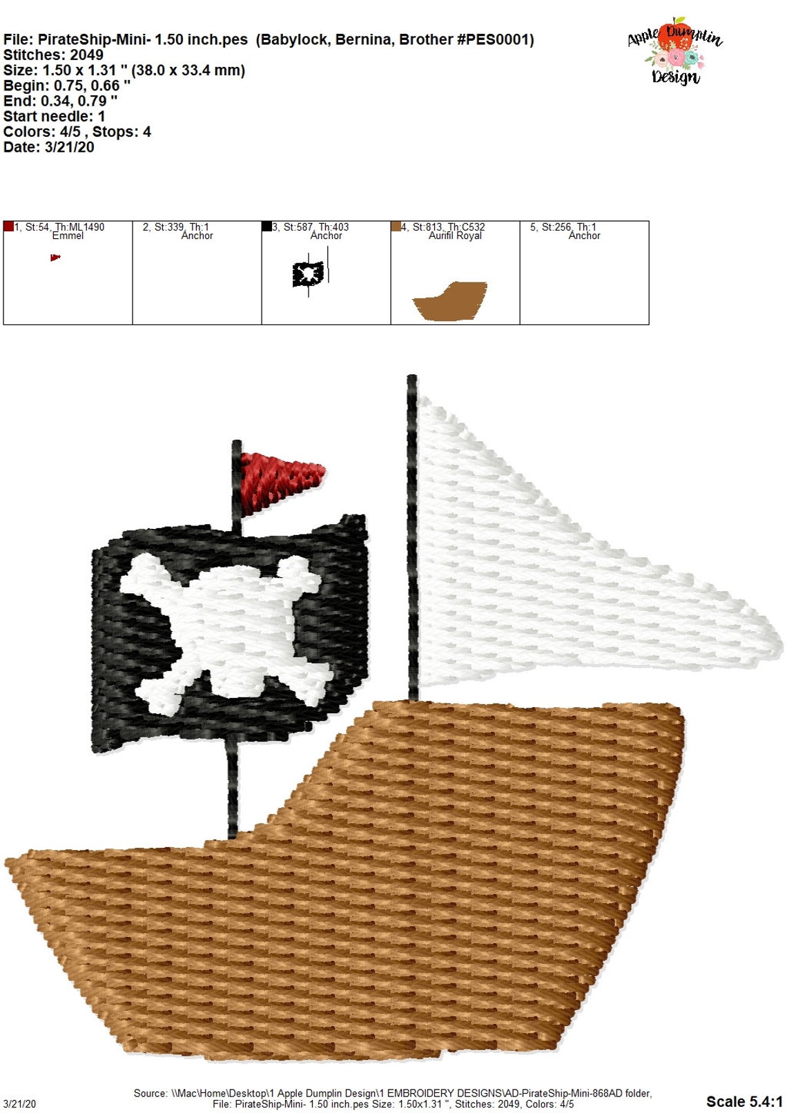 Pirate Ship Mini Machine Embroidery Instant Download 1 | Etsy