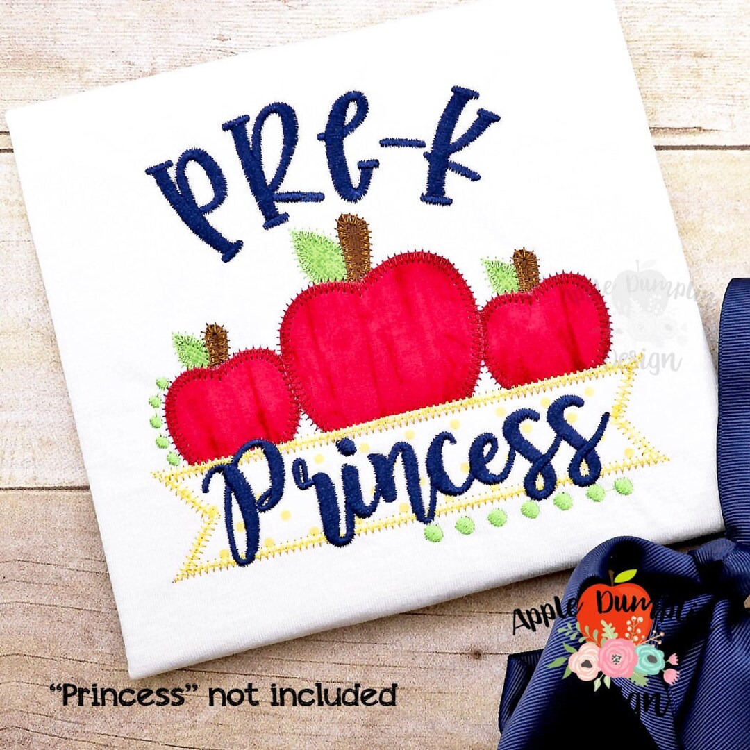 Pre-k, Apples With Banner, Zigzag, Applique Design, Embroidery Design ...