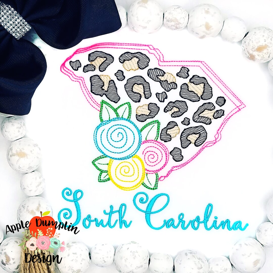 Leopard South Carolina, Sketch Embroidery, SC, State Embroidery ...