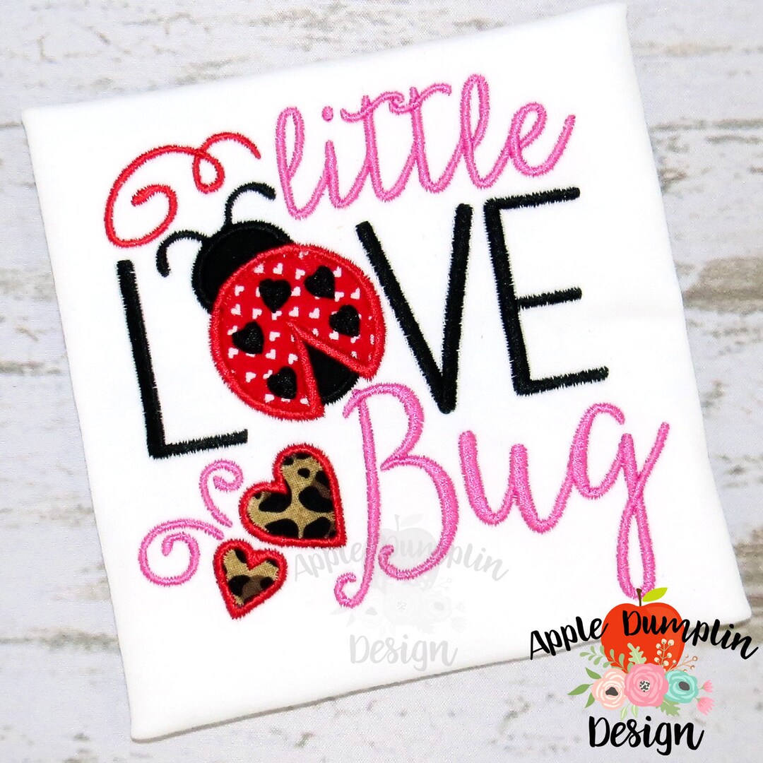 Little Love Bug Applique, Machine Embroidery Design, Valentine Day ...
