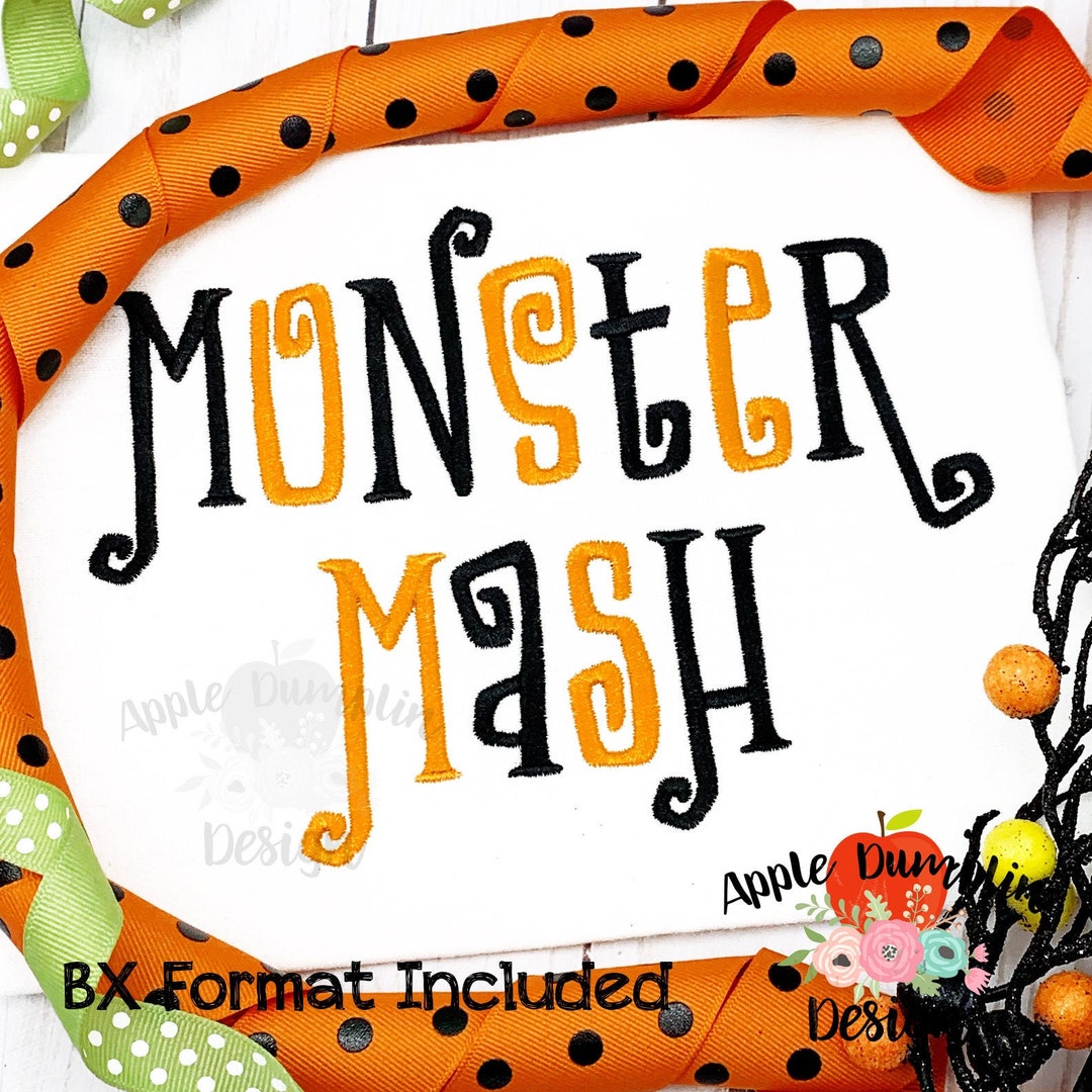 Monster Mash, Complete Alphabet, Embroidery Font, BX Included, 1 In, 1. ...