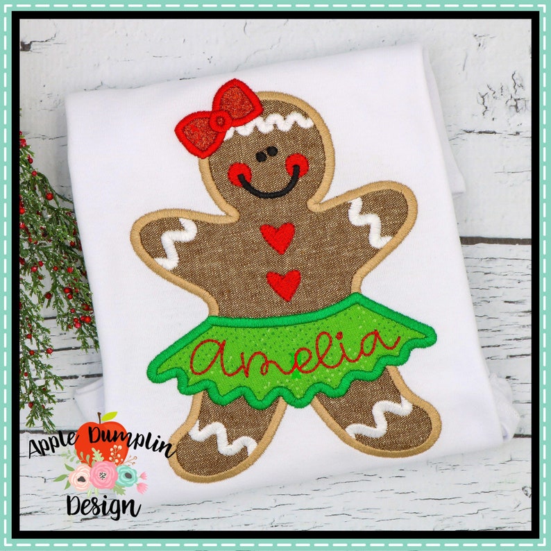 Gingerbread Girl, Applique Machine Embroidery Design, Girl, Girly, Cute ...
