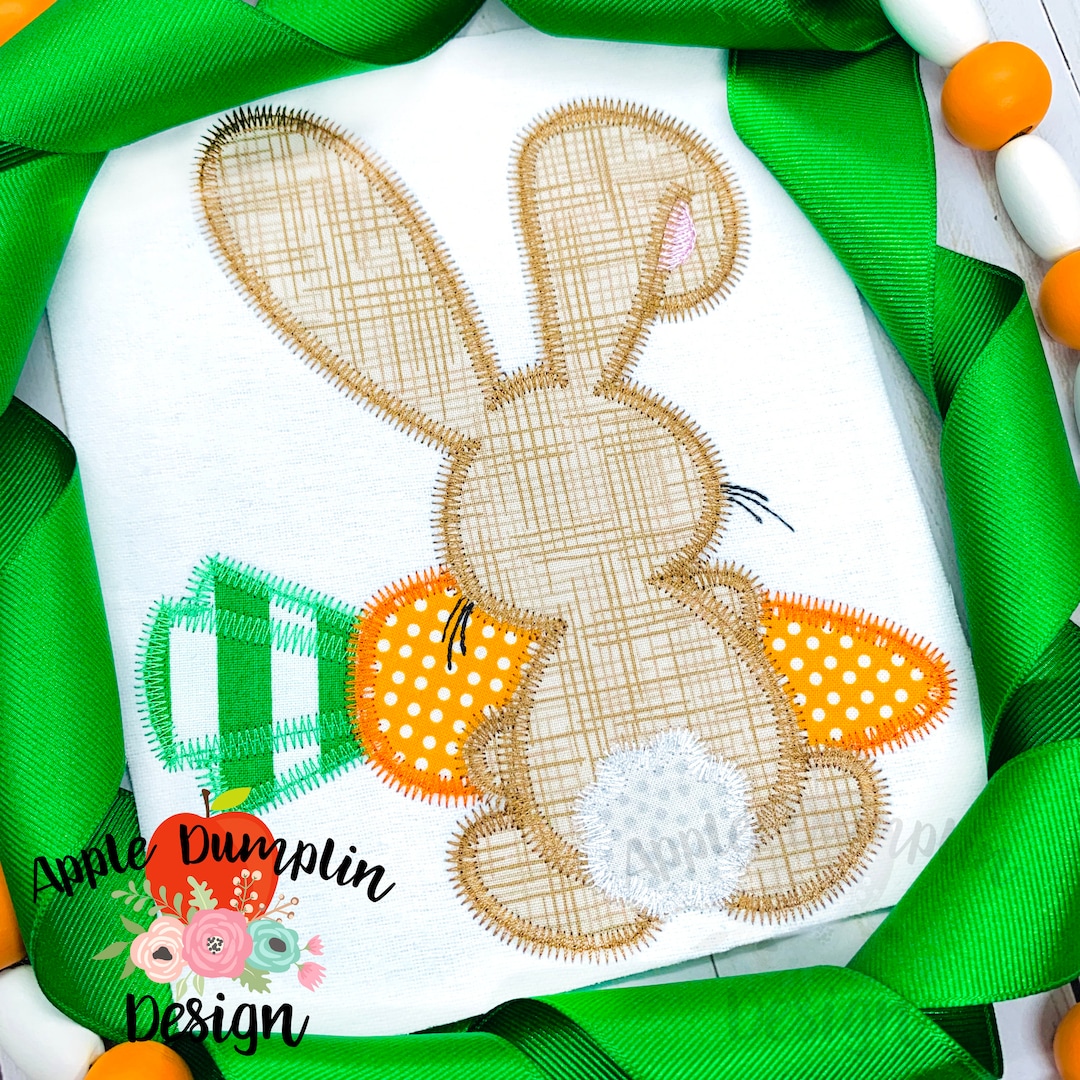 Bunny Backside, Zigzag Stitch, Applique Design, Machine Embroidery, Instant Download, Easter ...