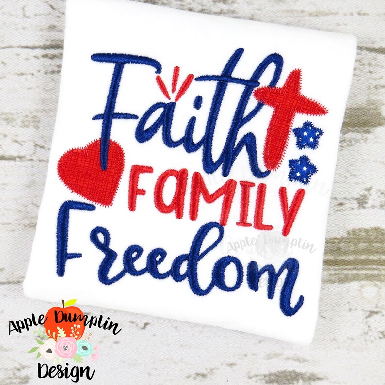Faith Family Freedom Zigzag Applique Design Machine | Etsy