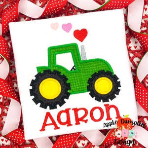 Valentine Tractor, Satin, Applique Design, Embroidery Design, Tractor ...