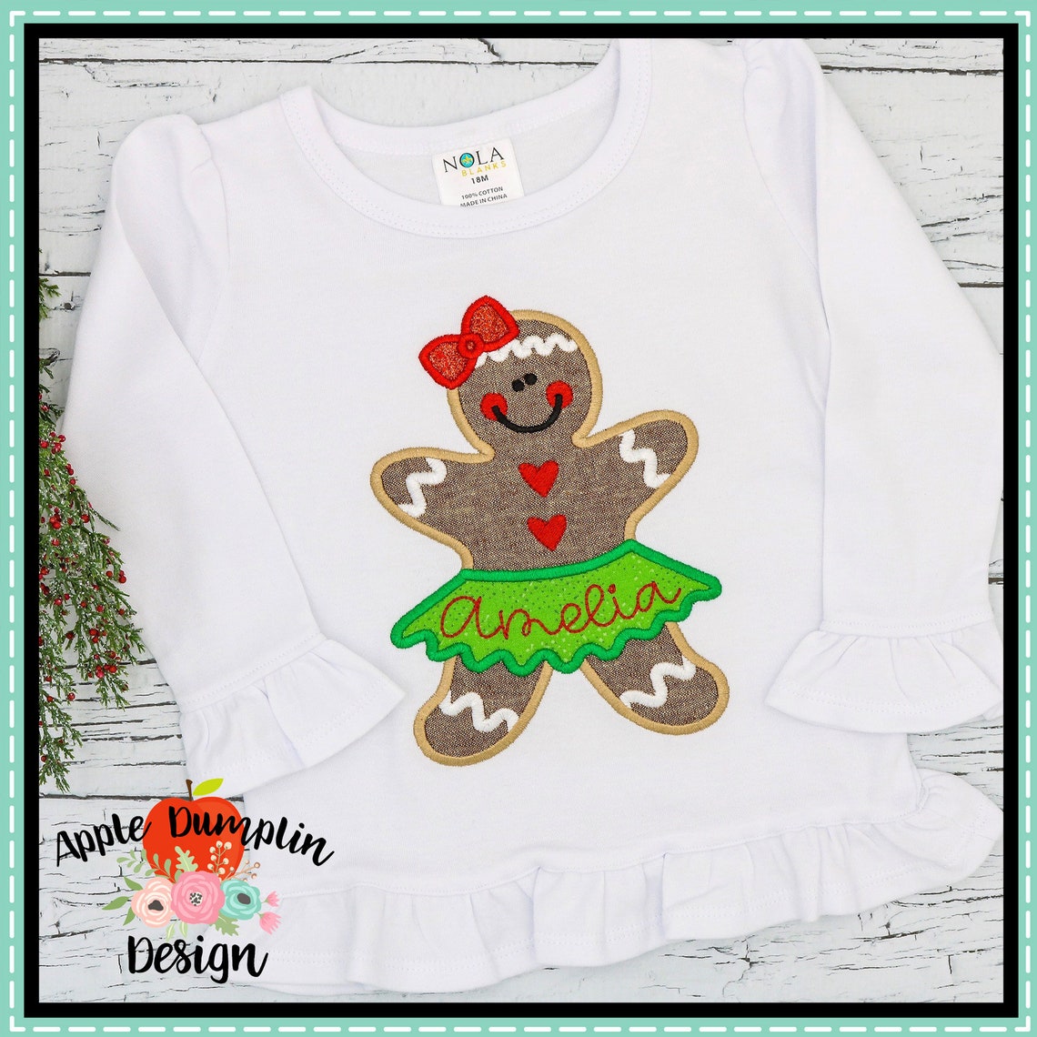 Gingerbread Girl Applique Machine Embroidery Design Girl - Etsy