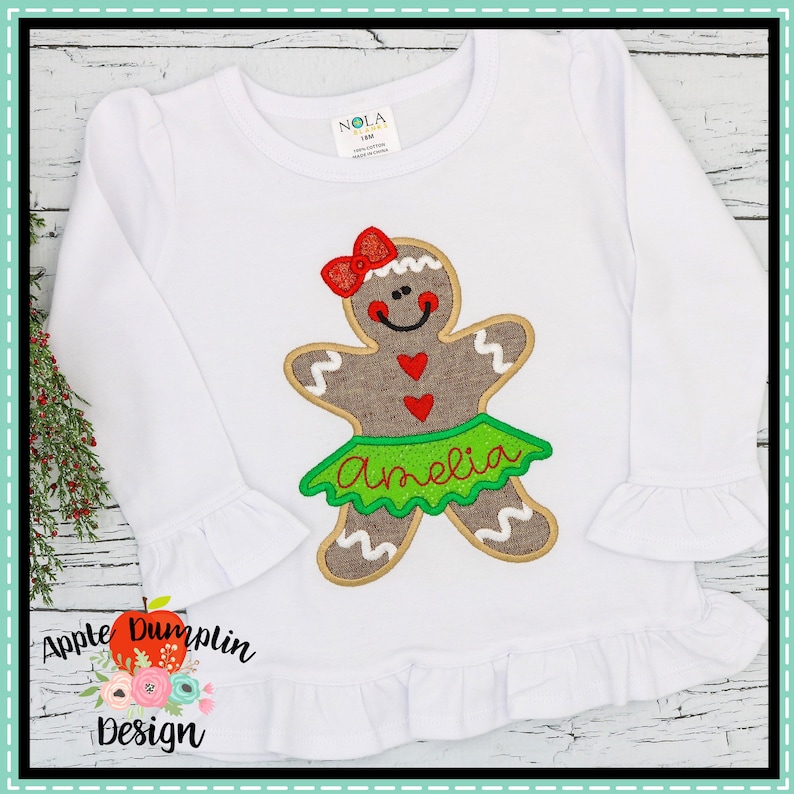 Gingerbread Girl Applique Machine Embroidery Design Girl - Etsy
