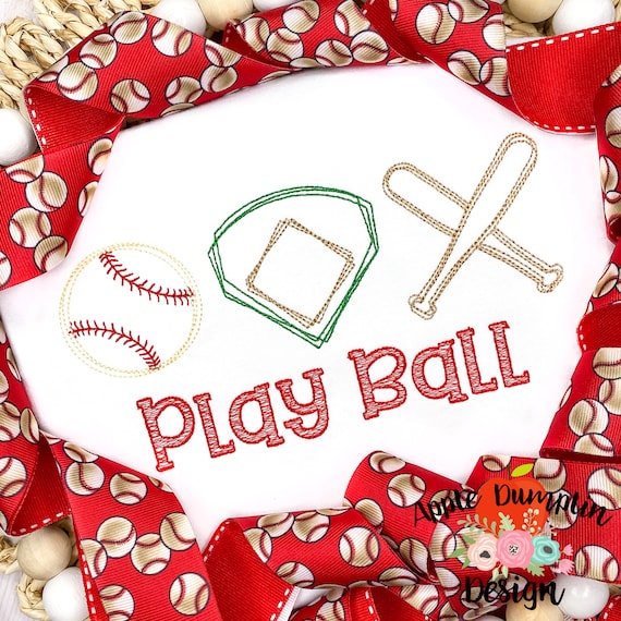 Baseball Trio Outline Embroidery Design Scribble Embroidery - Etsy
