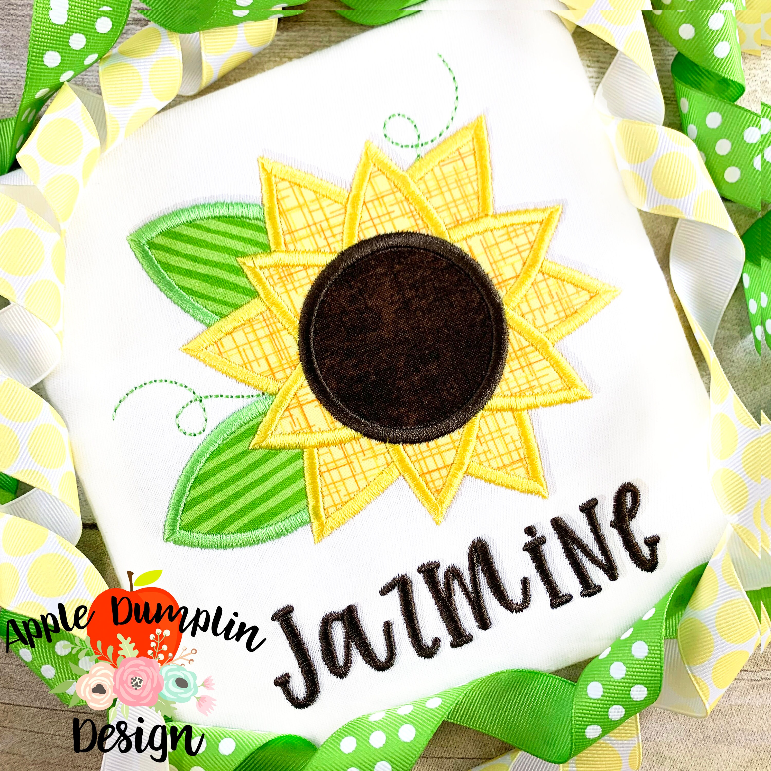 Sunflower Satin Applique Machine Embroidery Fall Flower - Etsy