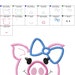 Pig With Bow, Applique Design, Instant Download, 4x4, 5x5, 6x6, 7x7 ...