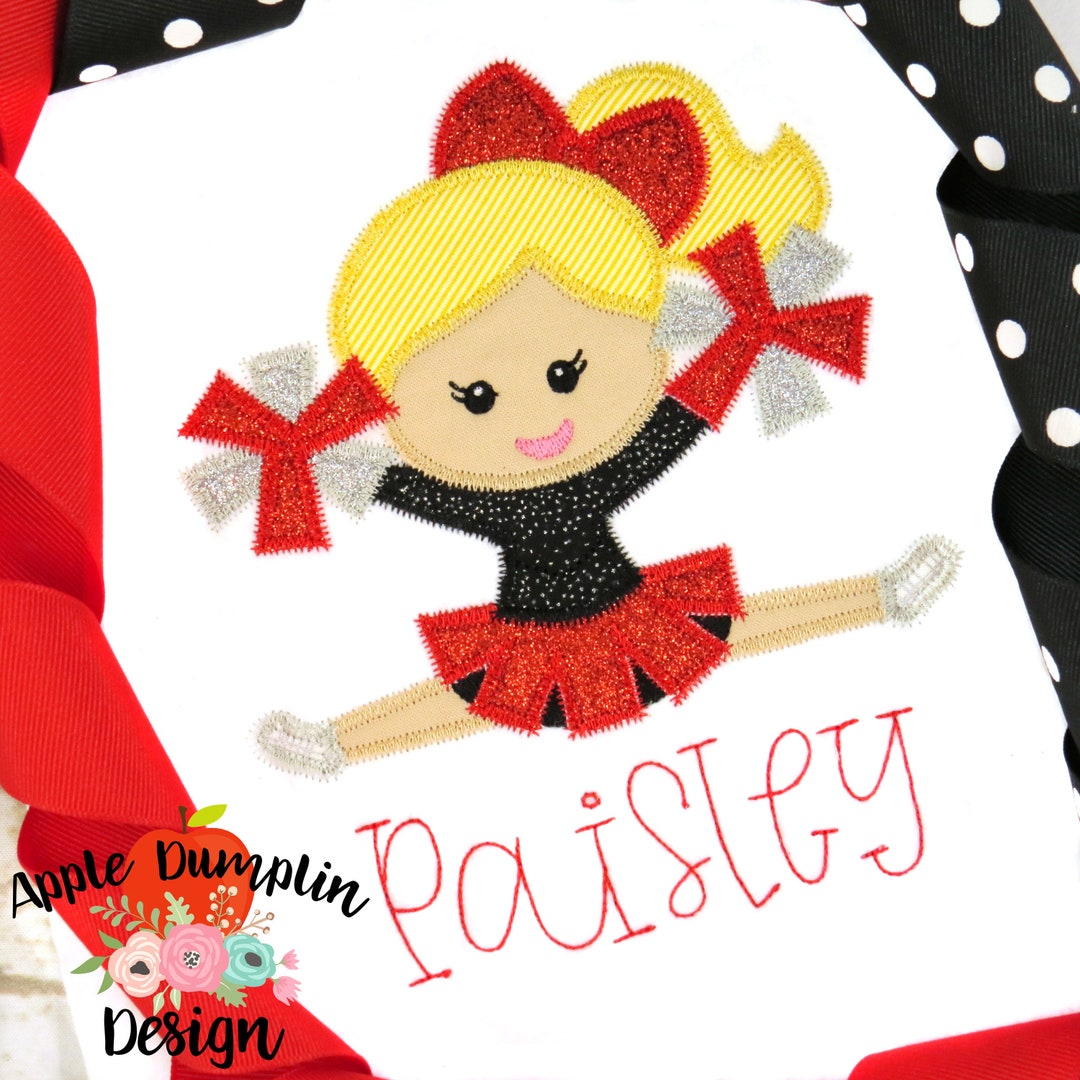 Cheerleader, Zigzag, Appliqué Design, Machine Embroidery Design, Cheer ...