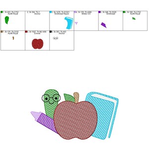 Bookworm, Sketch, Embroidery Design, Instant Download, Apple, Back to ...