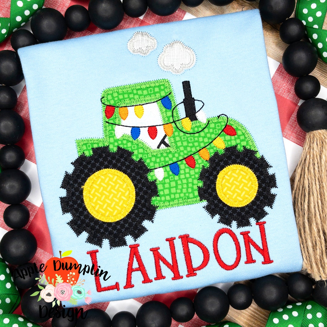 Christmas Tractor, Zigzag Applique, Applique Design, Christmas Tree ...