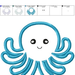 Octopus, Applique Design, Instant Download, 4x4, 5x5, 6x6, 7x7, 8x8 - Etsy