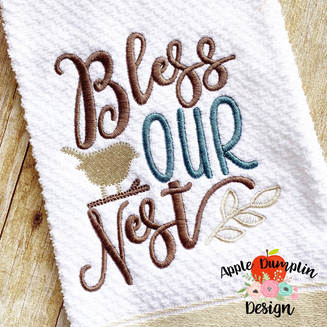 Bless Our Nest, Embroidery Design, Instant Download, 4x4, 5x5, 5x7 ...